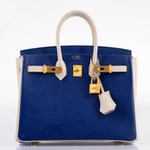 Hermès Birkin 25 HSS Bi-Color Blue Electrique & Craie Epsom Brushed Go ...