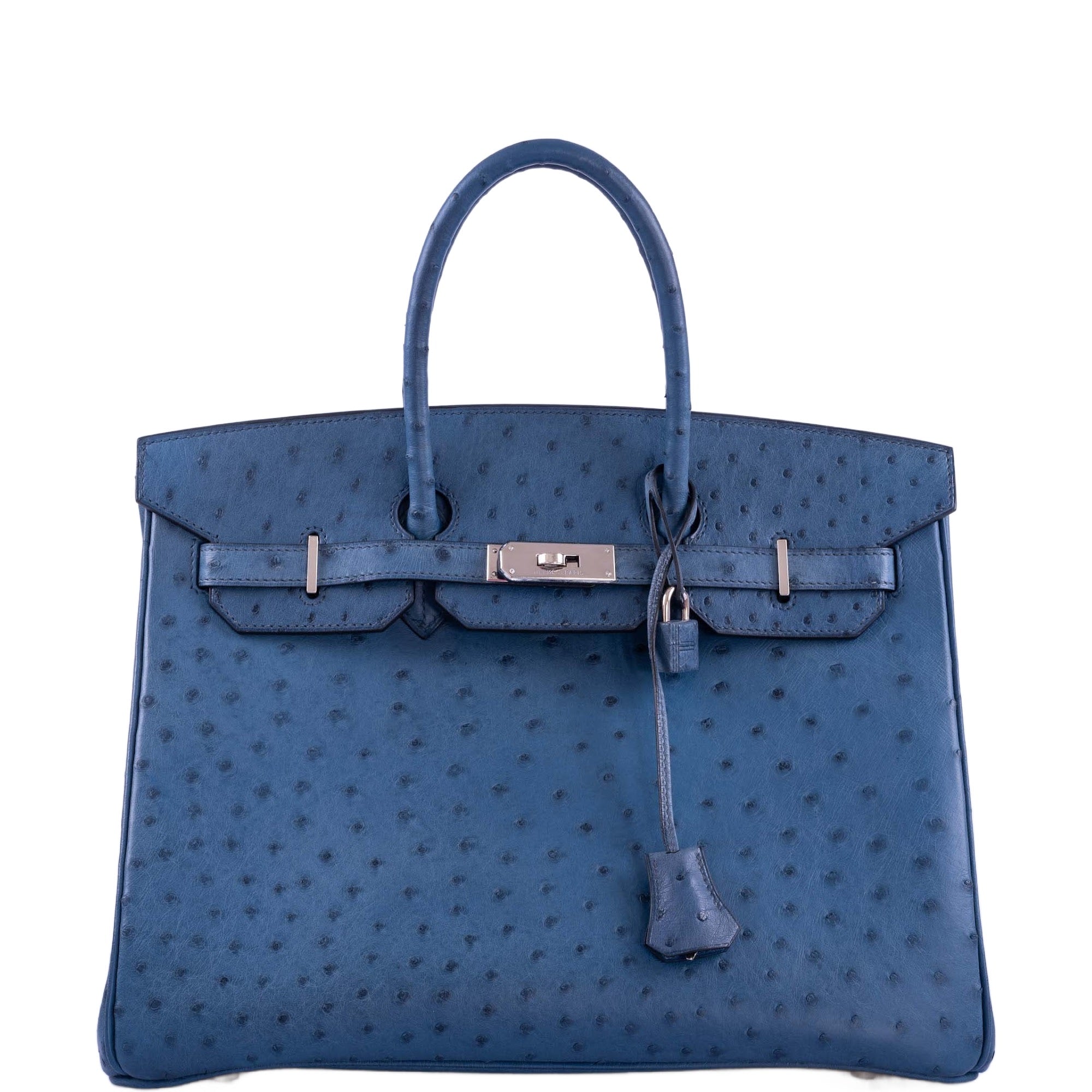 Hermès Birkin 35 Blue Roi Ostrich Palladium Hardware | JANEFINDS