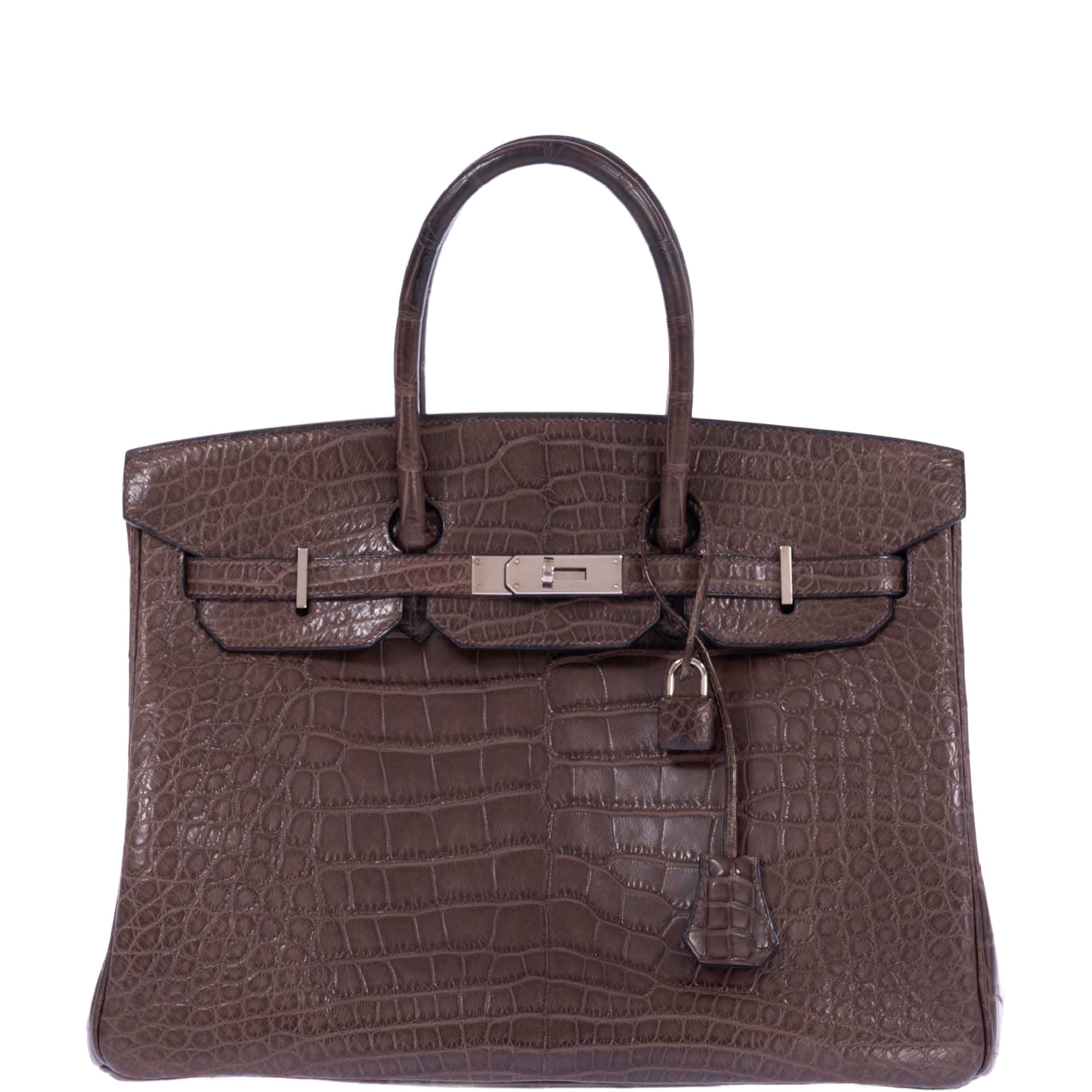 Hermès Birkin 35 Chocolate Matte Alligator Palladium Hardware | JANEFINDS