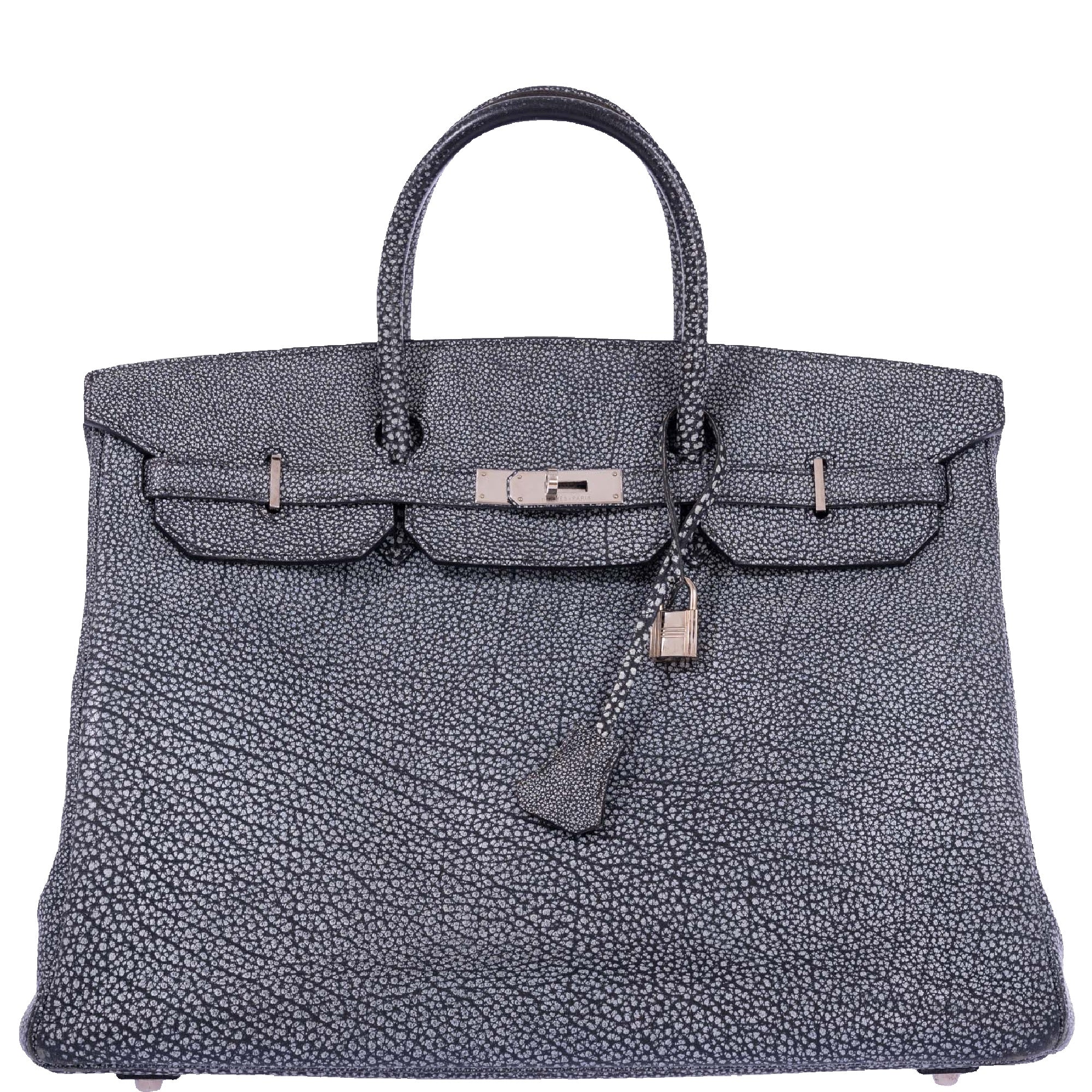 Hermès Birkin 40 Dalmatian Buffalo Metallic Silver Palladium Hardware ...