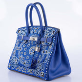 Hermès Custom Swarovski Crystal Cowgirl Bandana Birkin 30 Blue Togo Pa ...