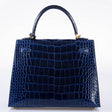 Hermès Kelly 25 Sellier Blue Sapphire Alligator Gold Hardware | JANEFINDS