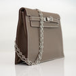 Hermès Kelly Danse II Verso Etoupe / Vert Foncé Evercolor Palladium Ha ...
