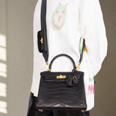 Hermès Kelly Pochette Teddy Pocket Shoulder Strap Black Shearling and ...