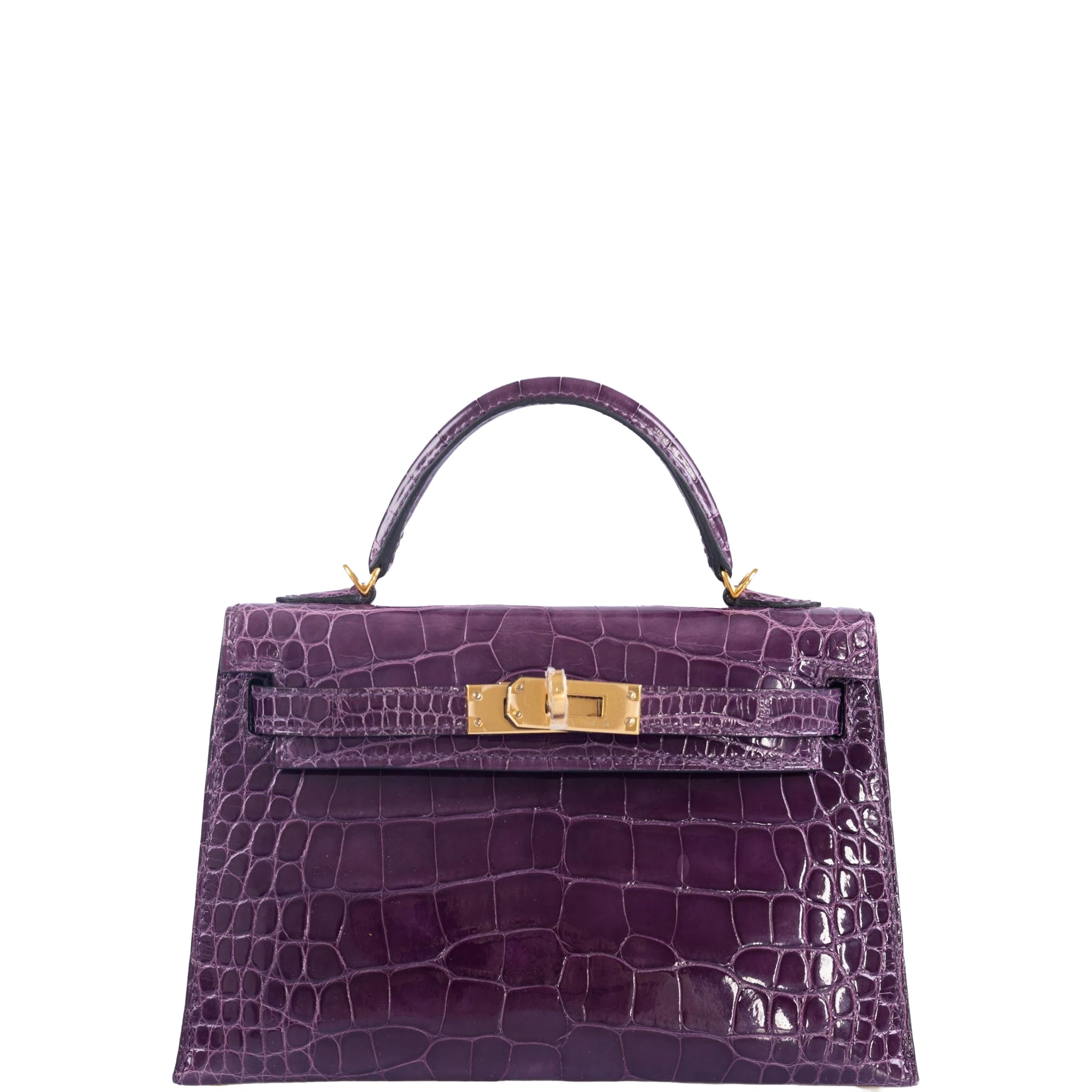Hermès Mini Kelly 20 Cassis Shiny Alligator Gold Hardware | JANEFINDS