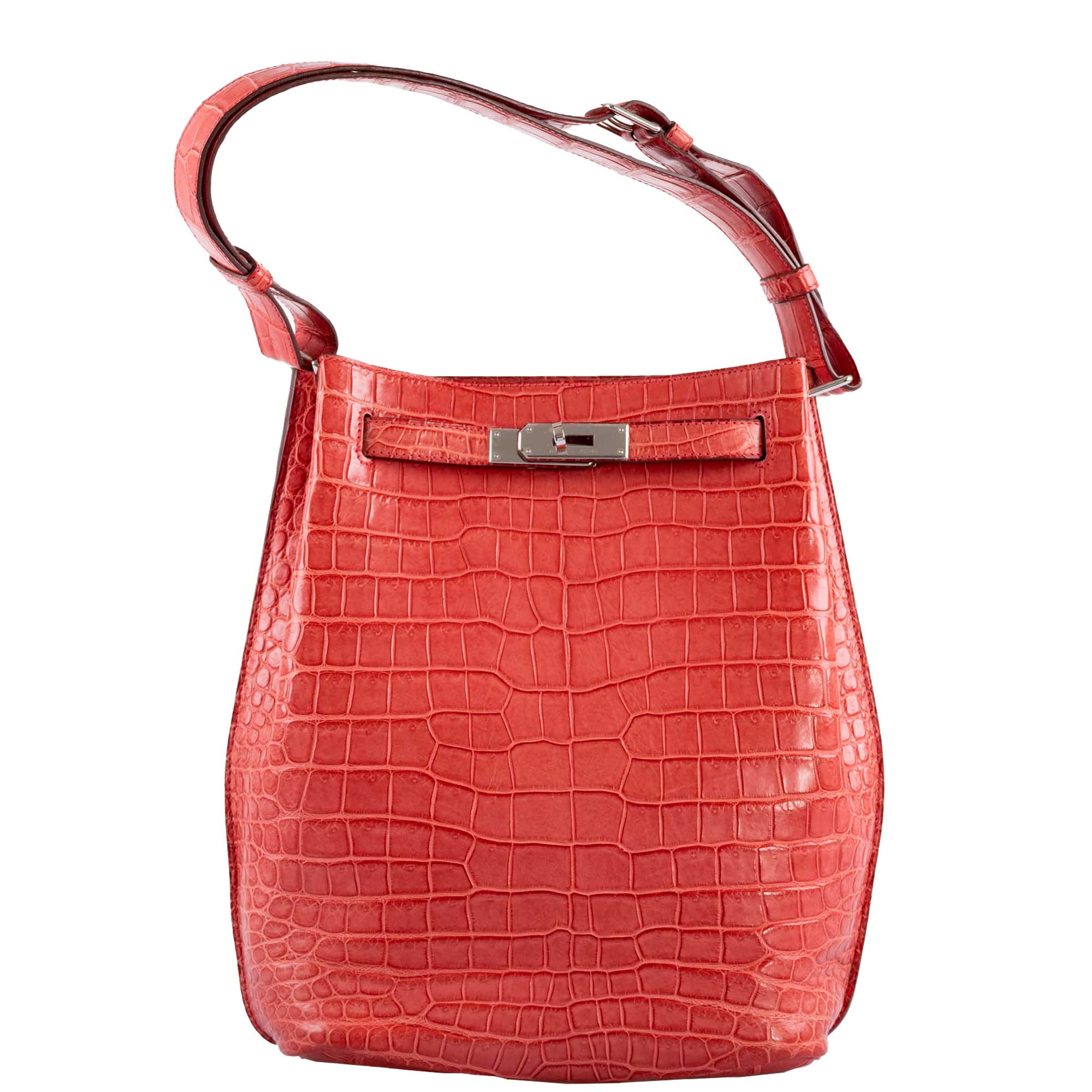 Hermès So Kelly 22 Bougainvillier Matte Porosus Crocodile Palladium Ha ...