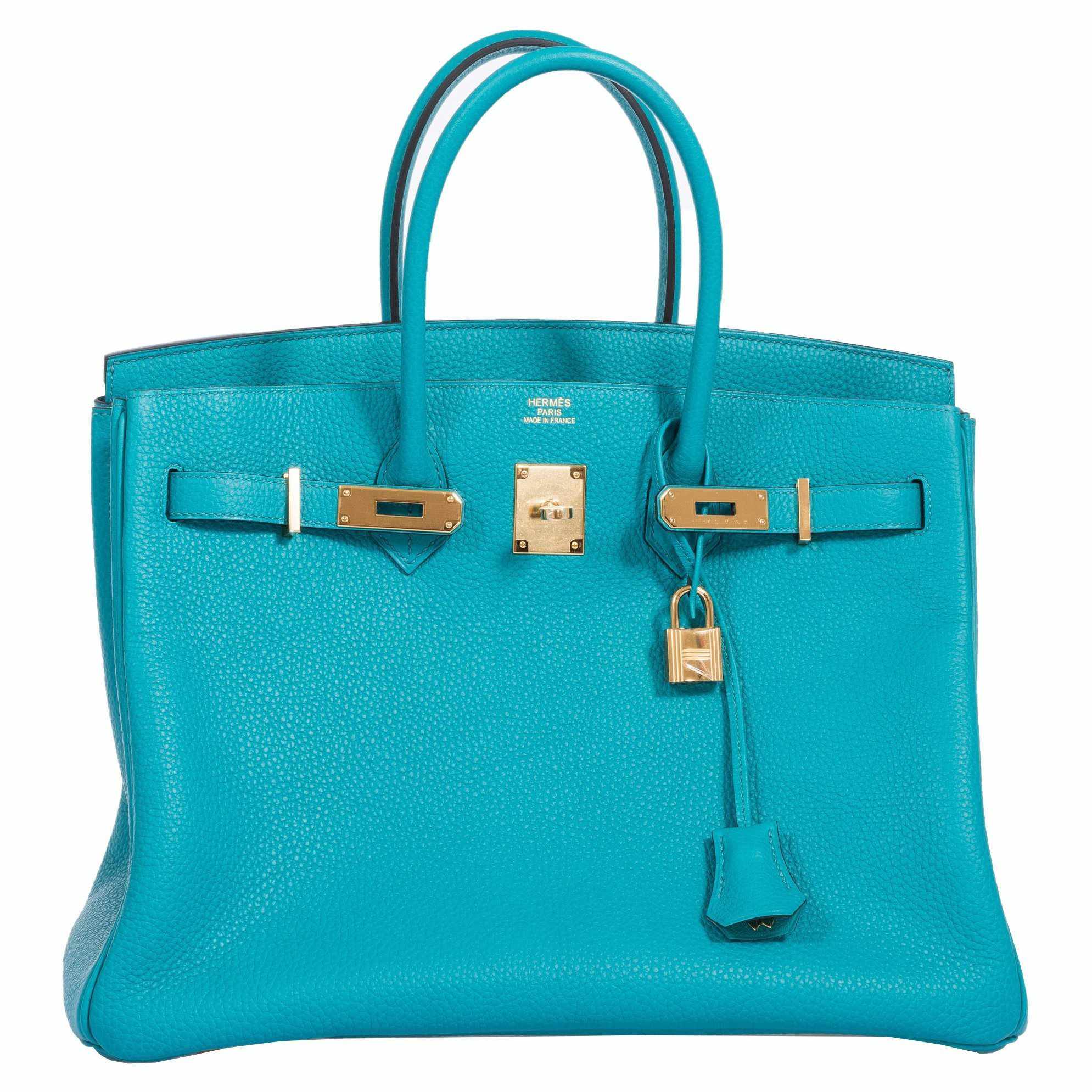 Hermès Birkin 35 Blue Paon Clemence Gold Hardware | JANEFINDS