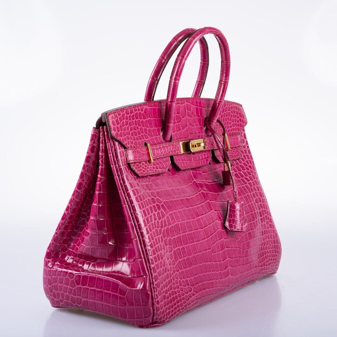 Hermès Birkin 35 Fuchsia Porosus Crocodile with Gold Hardware – JaneFinds