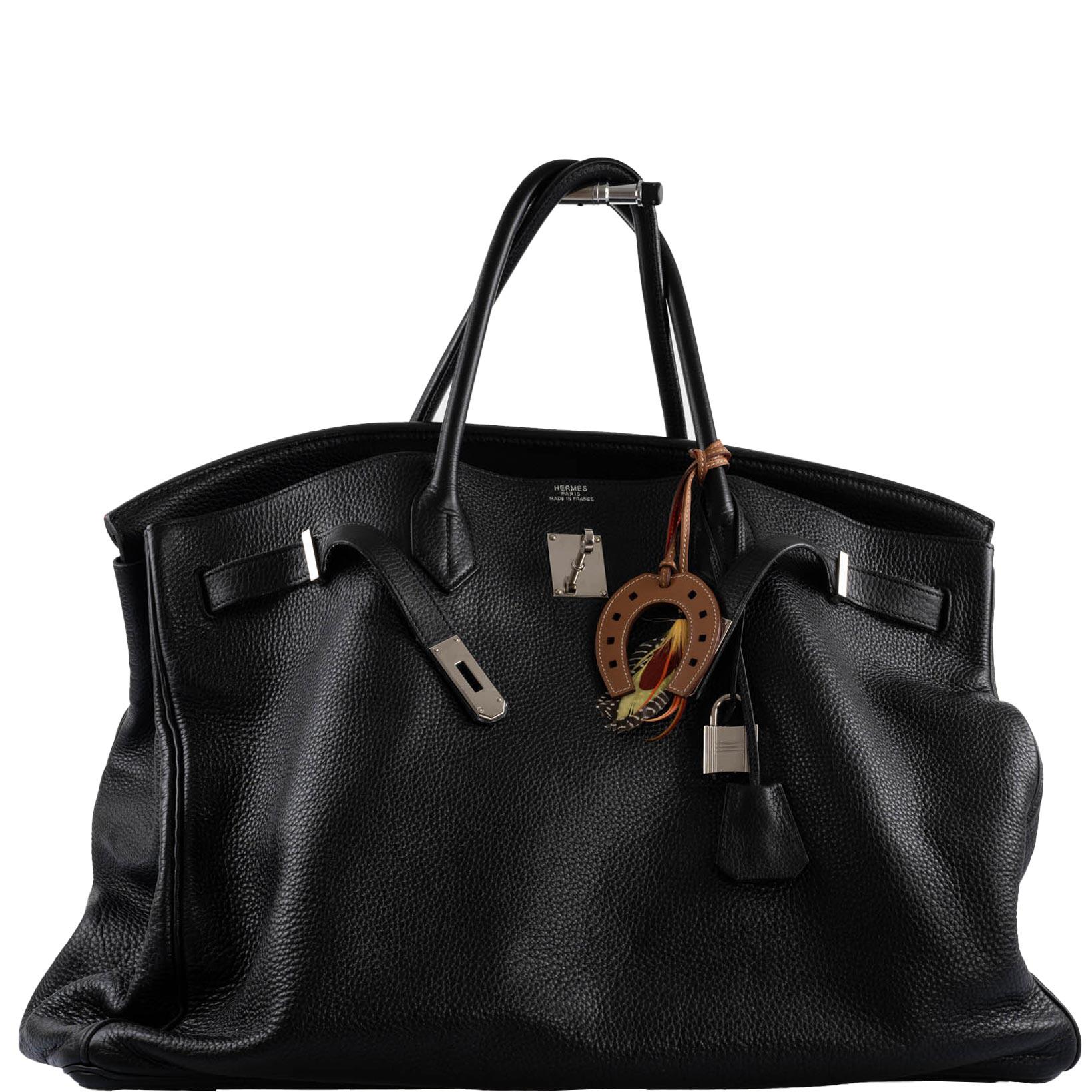 Hermès Birkin 55 Travel Black Clemence Leather Palladium Hardware ...