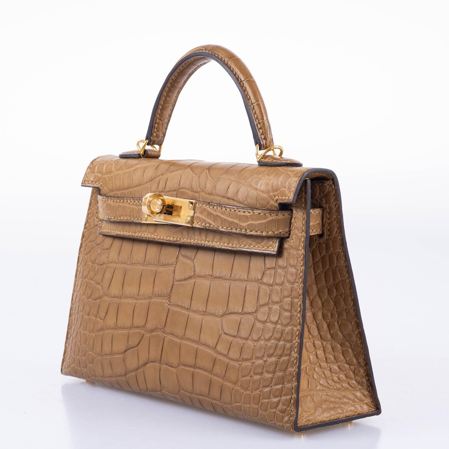 Hermès Kelly 20 Mini II Sellier Kraft Matte Alligator with Gold Hardwa ...