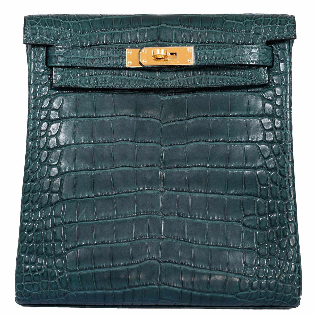 Hermès Kelly 22 Ado Backpack Vert Vertigo Alligator Gold Hardware ...