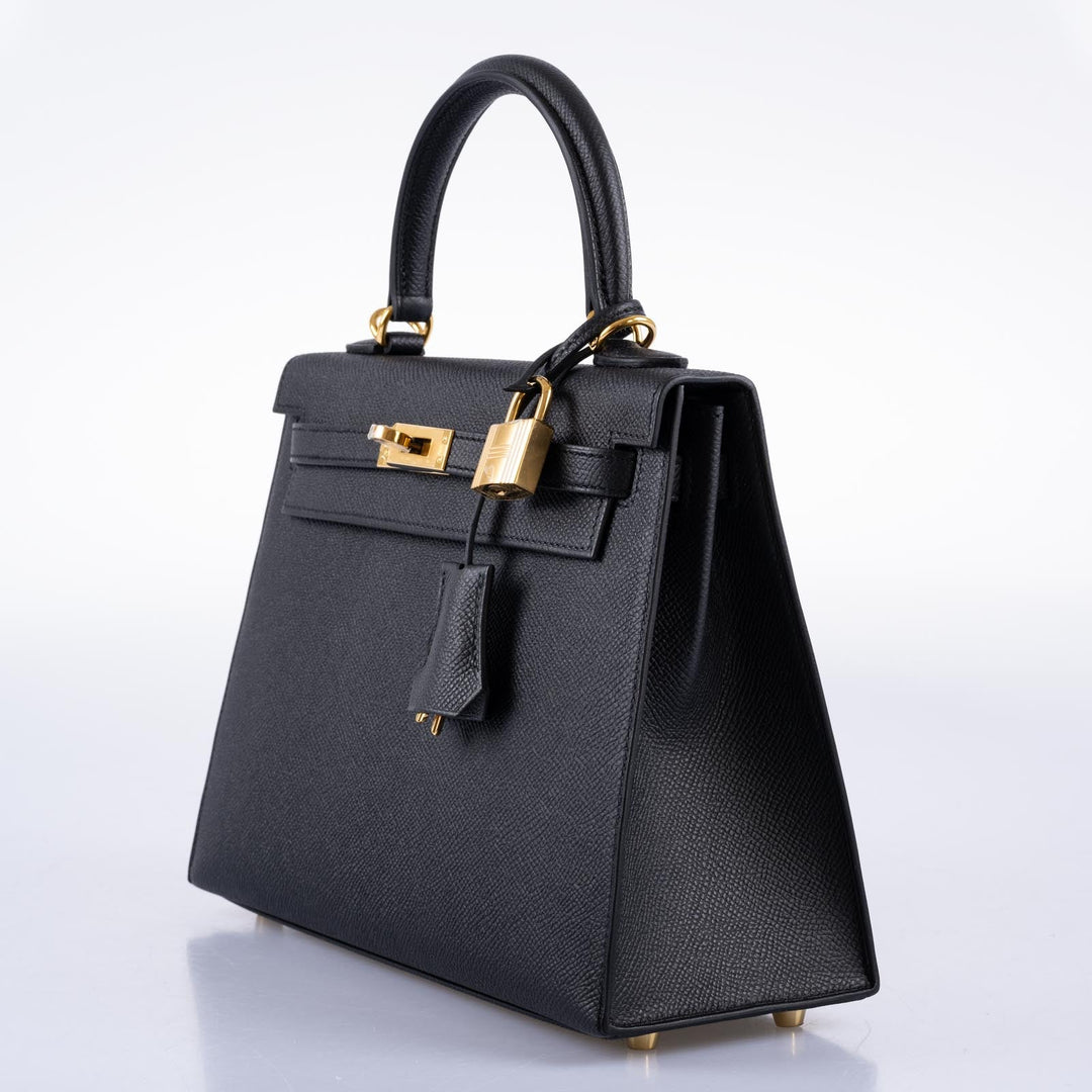 Hermès Kelly 25 Sellier Black Epsom with Gold Hardware – JaneFinds